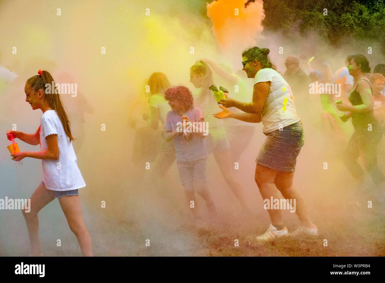 Paint battle with corn flour paint Stock Photo - Alamy