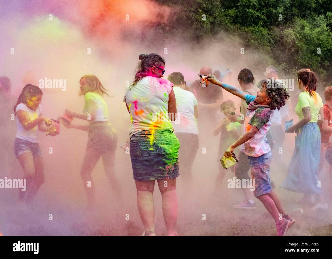 Paint battle with corn flour paint Stock Photo - Alamy