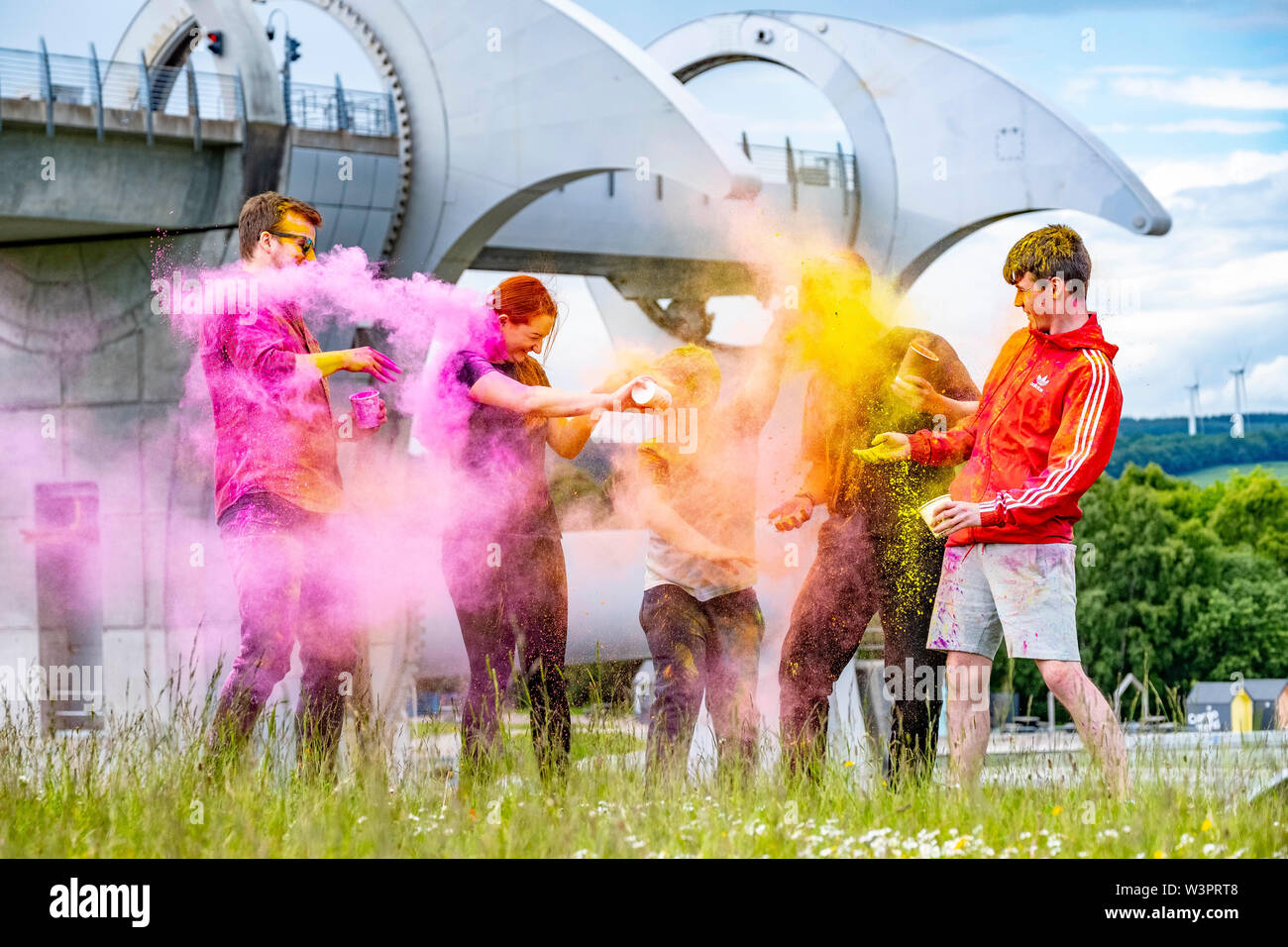 Paint battle with corn flour paint Stock Photo - Alamy