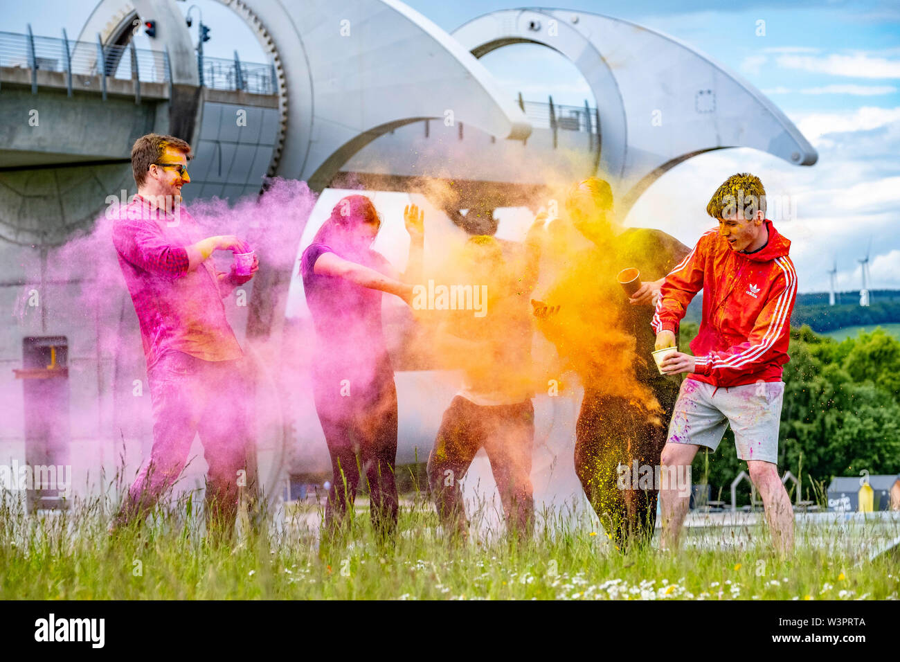 Paint battle with corn flour paint Stock Photo - Alamy