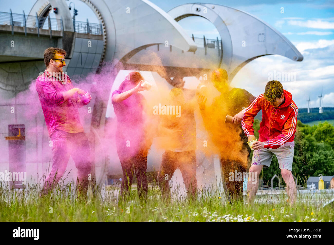 Paint battle with corn flour paint Stock Photo - Alamy