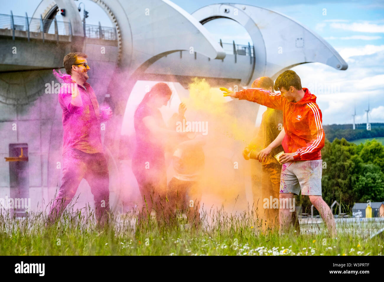 Paint battle with corn flour paint Stock Photo - Alamy