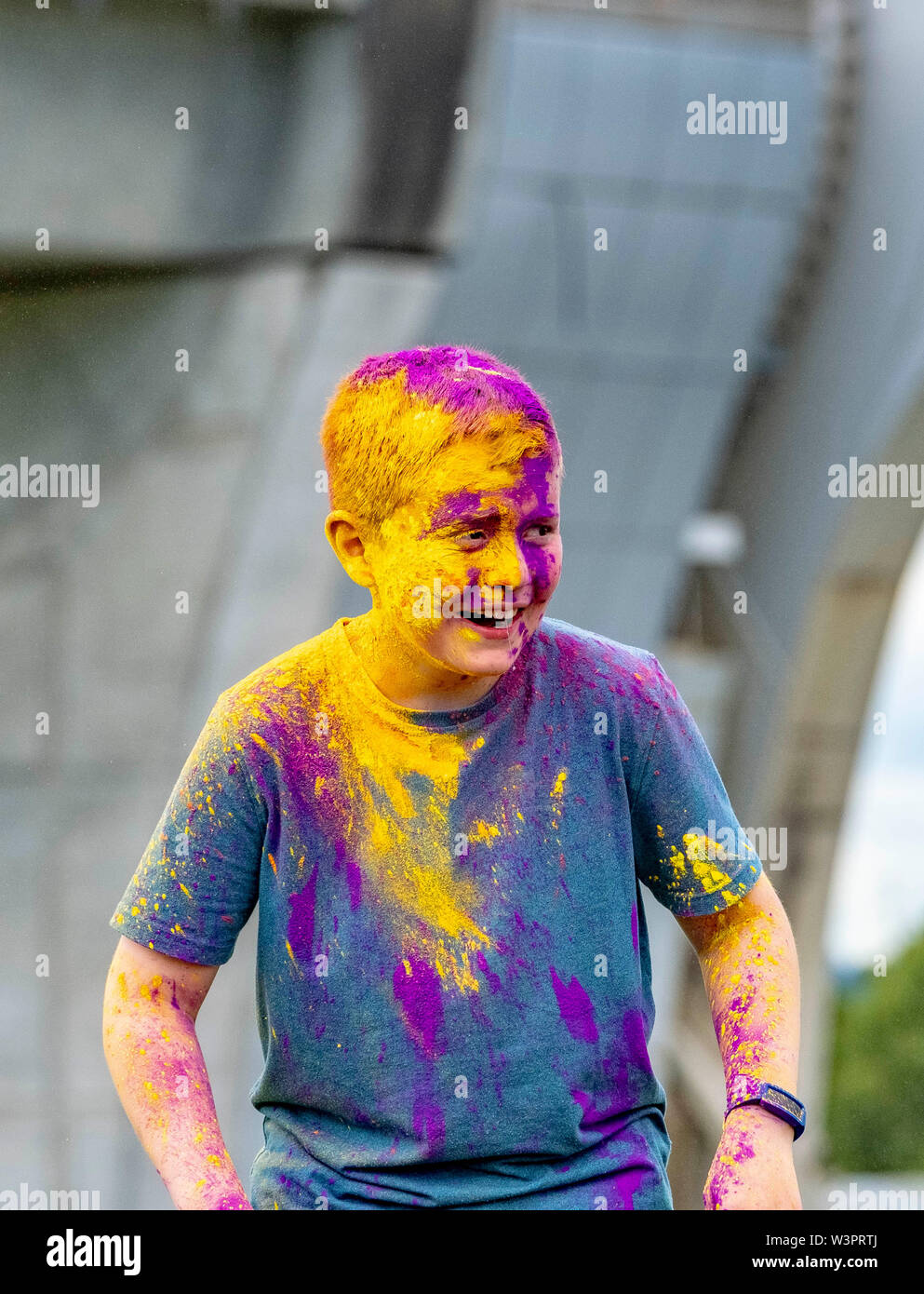 Paint battle with corn flour paint Stock Photo - Alamy