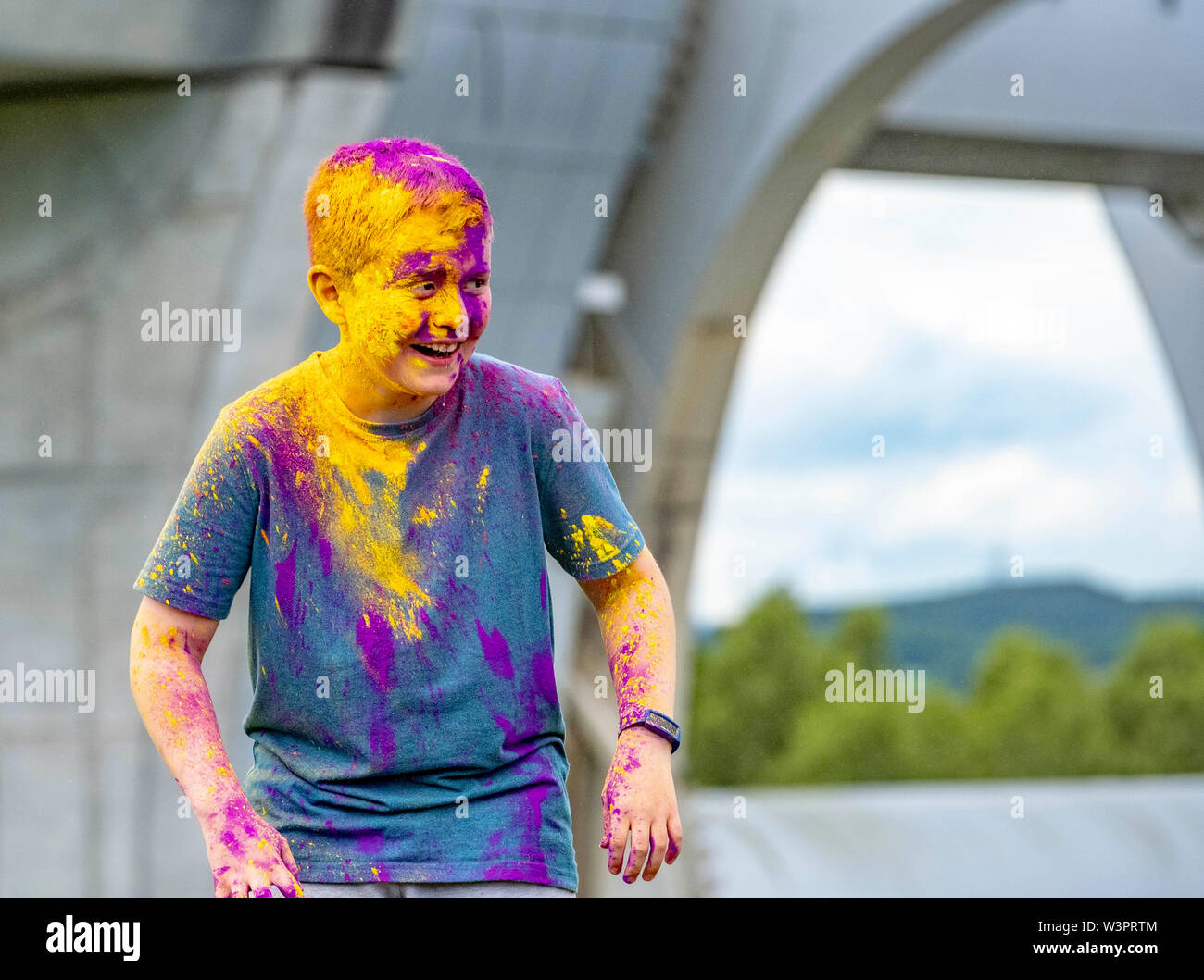Paint battle with corn flour paint Stock Photo - Alamy