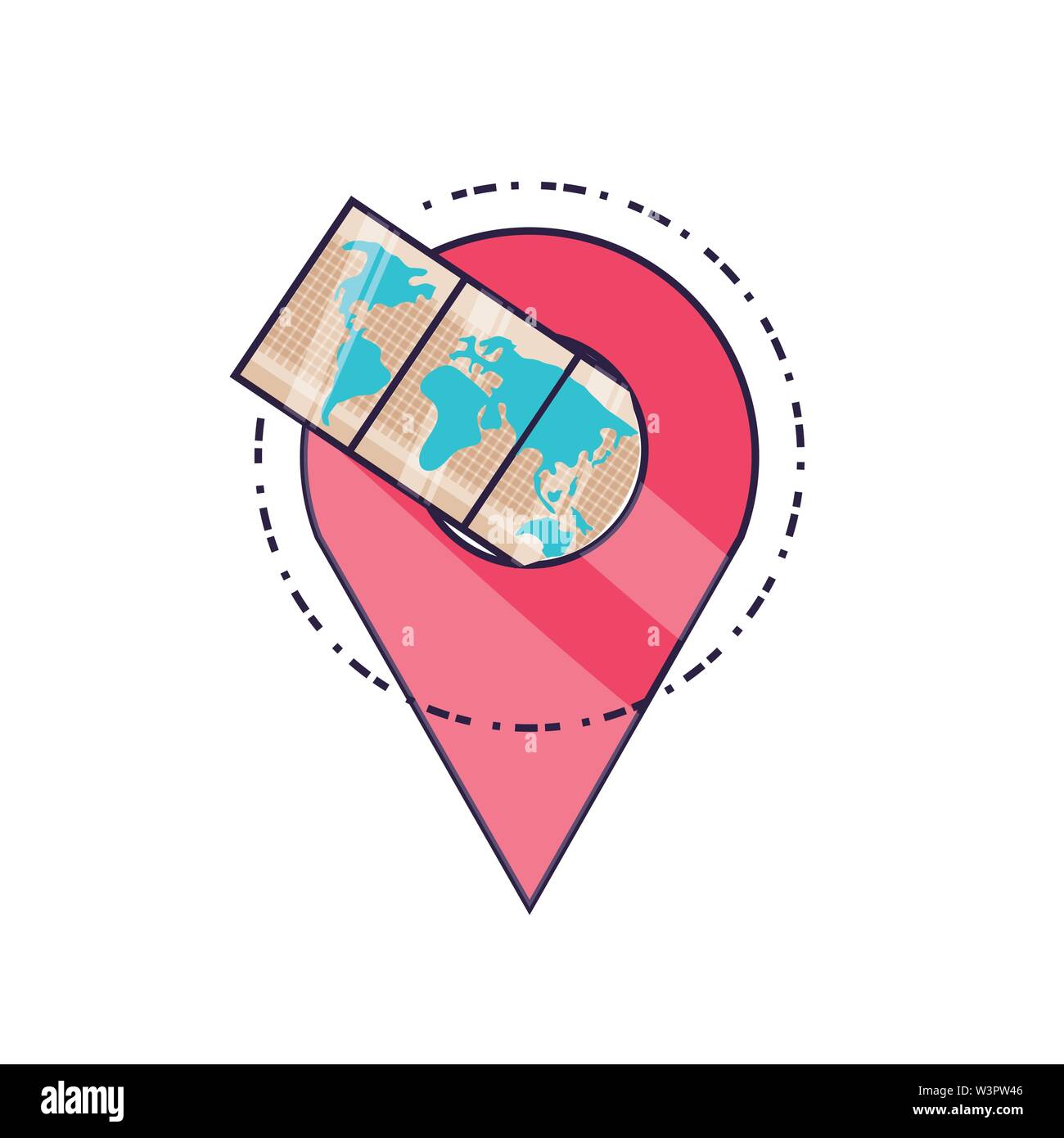 paper map travel guide with pin location vector illustration design ...