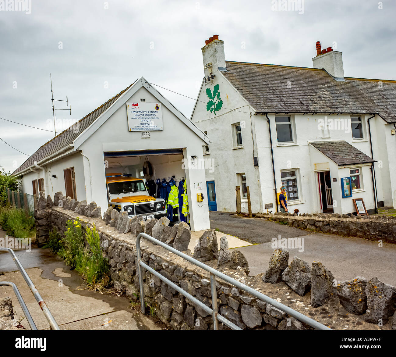 HM Coastguard station and National Trust Visitor Centre, Rhossili Stock ...