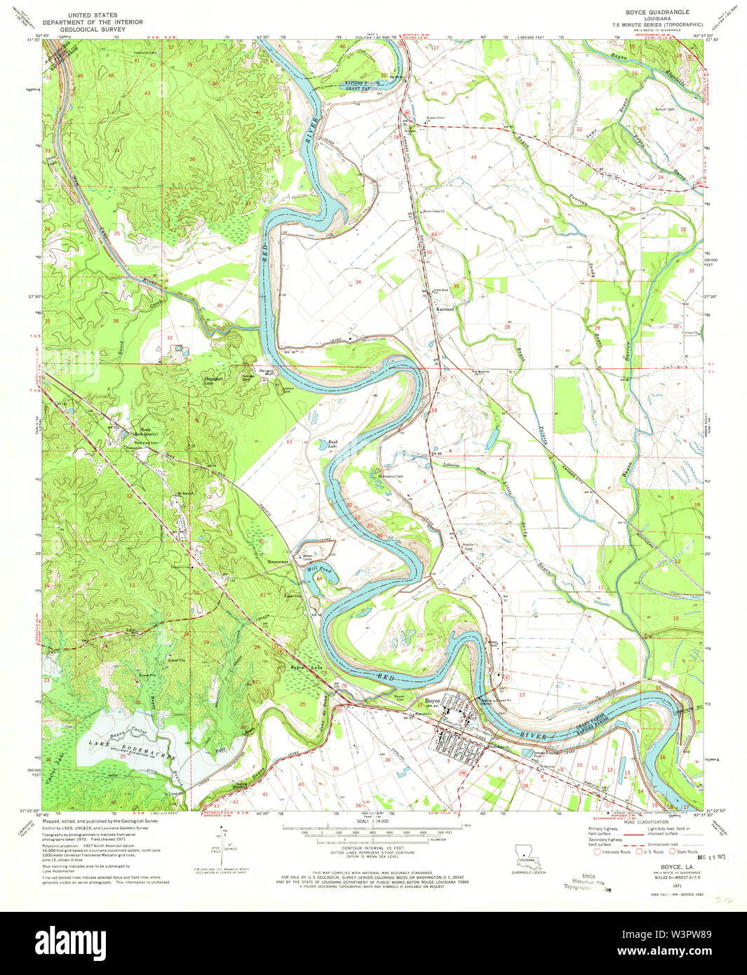 USGS TOPO Map Louisiana LA Boyce 331515 1971 24000 Restoration Stock ...