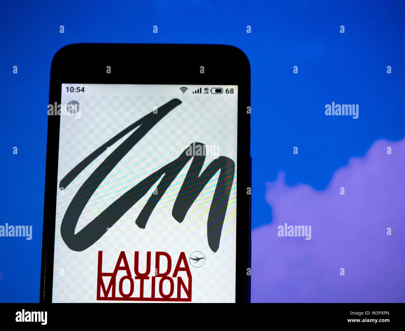 In this photo illustration the LAUDA MOTION logo is seen displayed on a ...