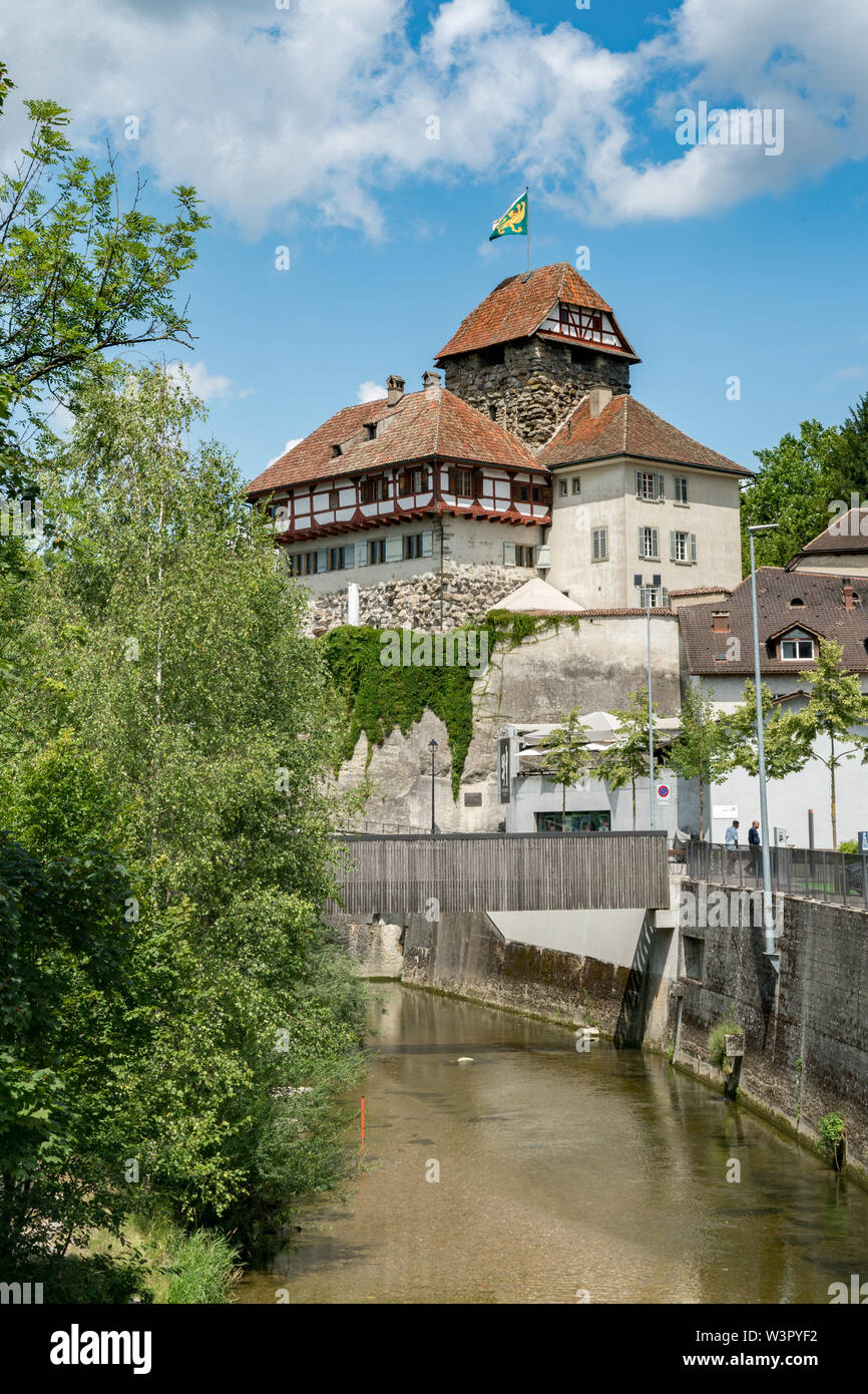 Frauenfeld, TG / Switzerland - 14. July 2019: view of the historic half ...