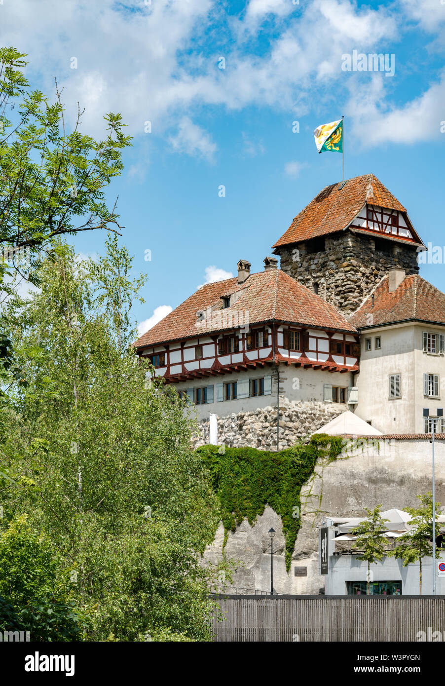 Frauenfeld, TG / Switzerland - 14. July 2019: view of the historic half ...