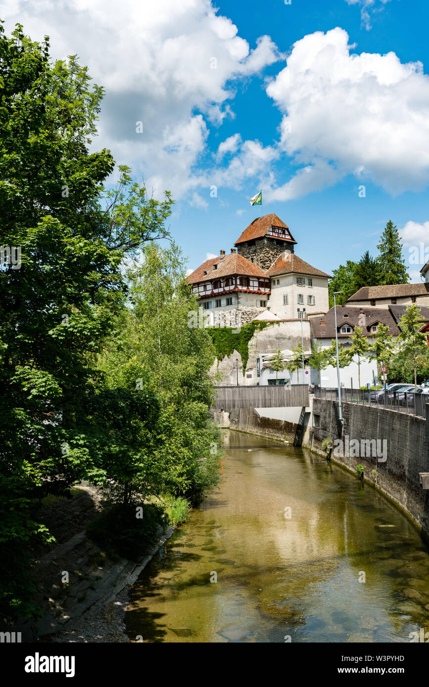 Frauenfeld, TG / Switzerland - 14. July 2019: view of the historic half ...