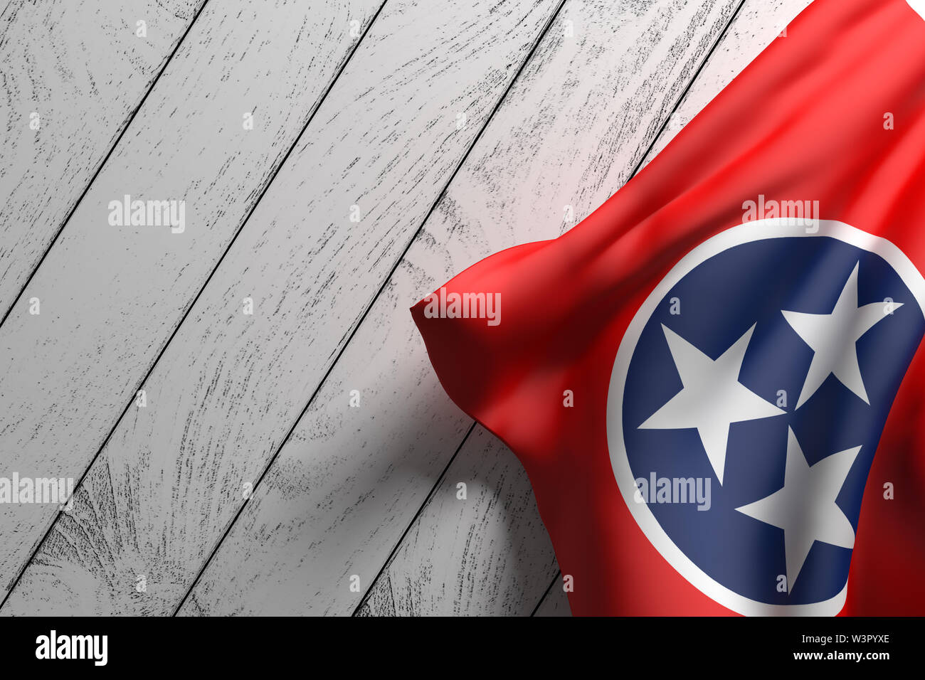 3d rendering of an American Tennessee State flag on a wooden surface ...