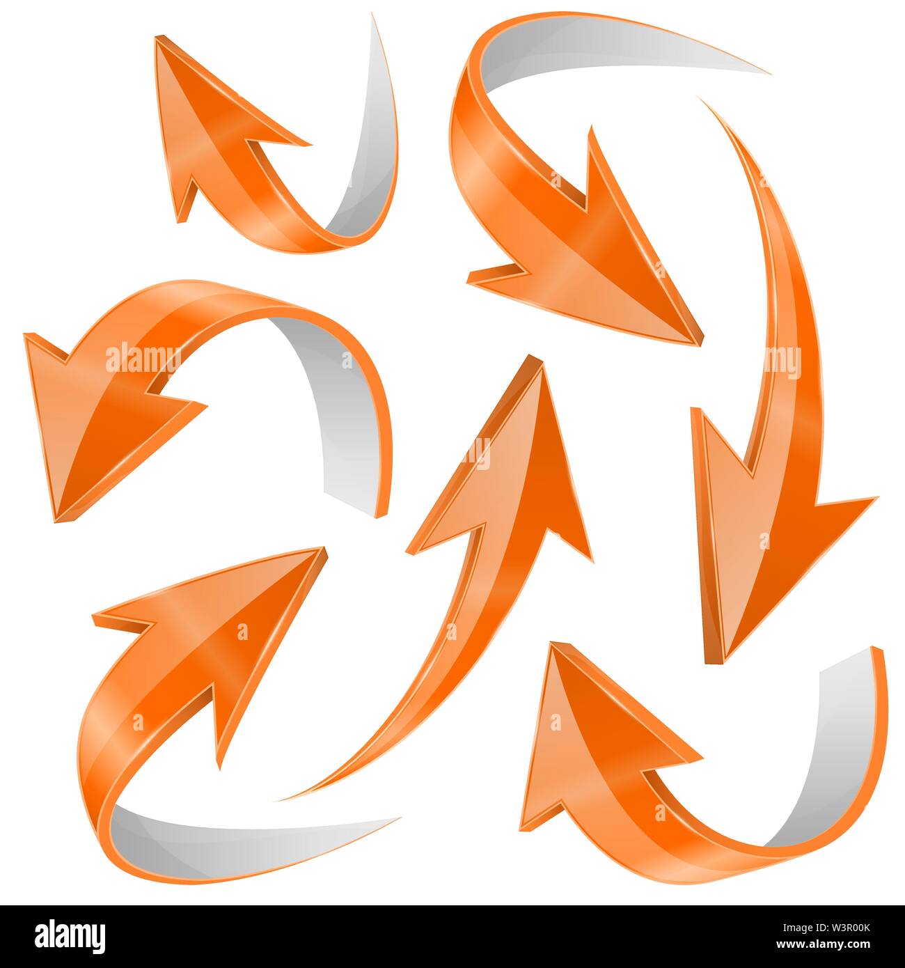 Orange arrows set. Curved icons collection Stock Vector Image & Art - Alamy