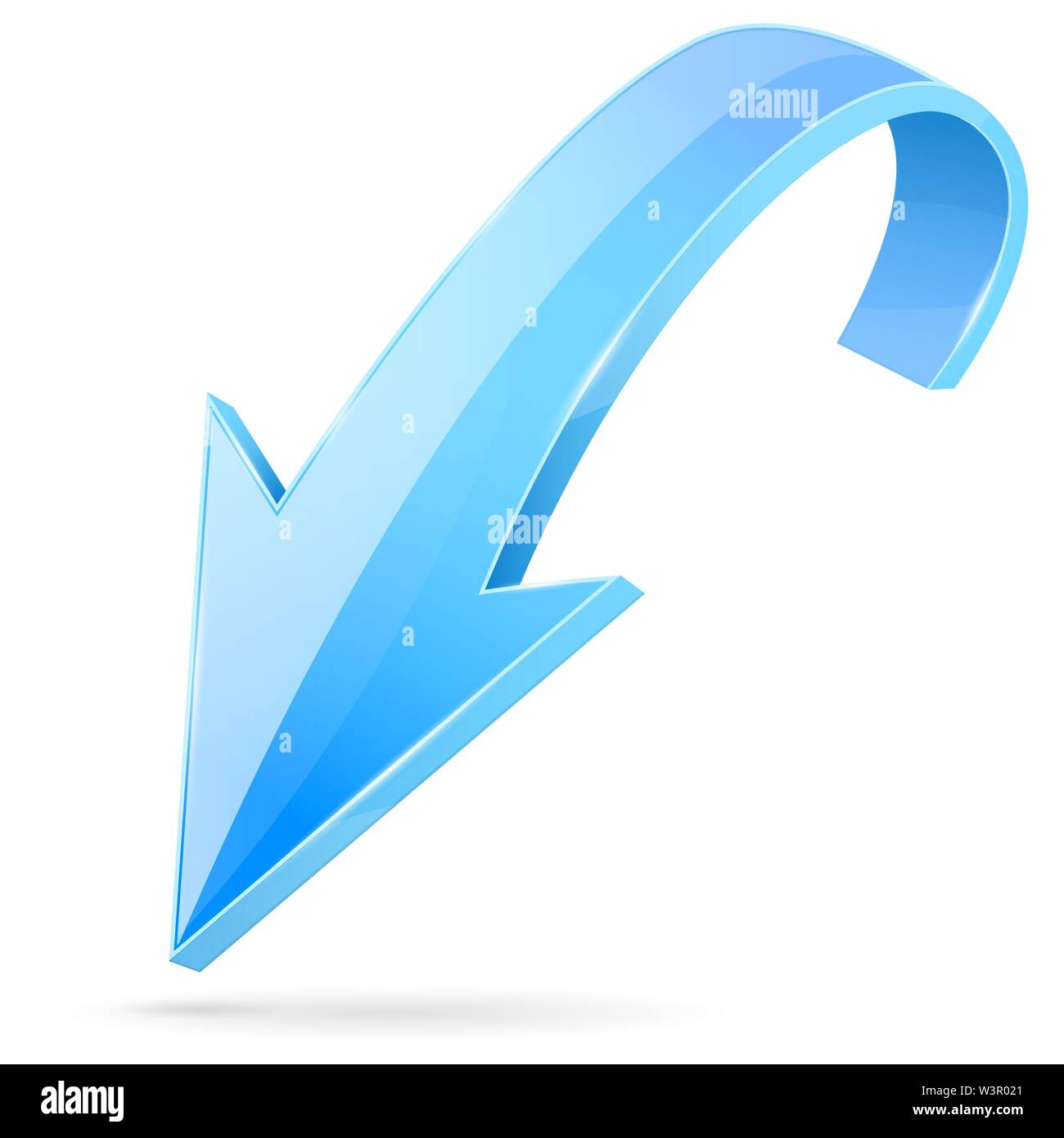 Blue down arrow. 3d shiny web icon Stock Vector Image & Art - Alamy