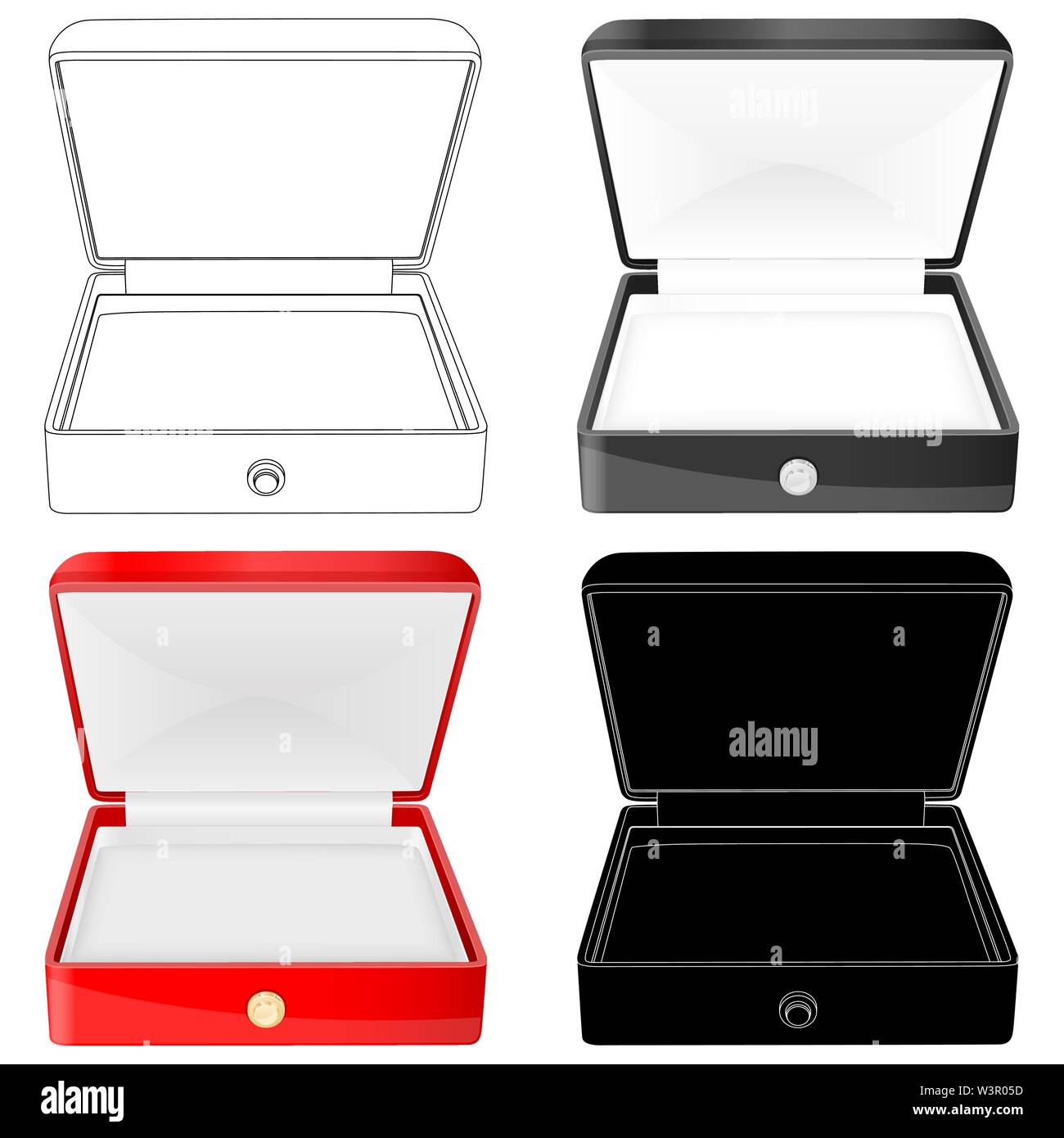 Jewelry box. Open empty case for jewel or watch. 3d and outline Stock ...