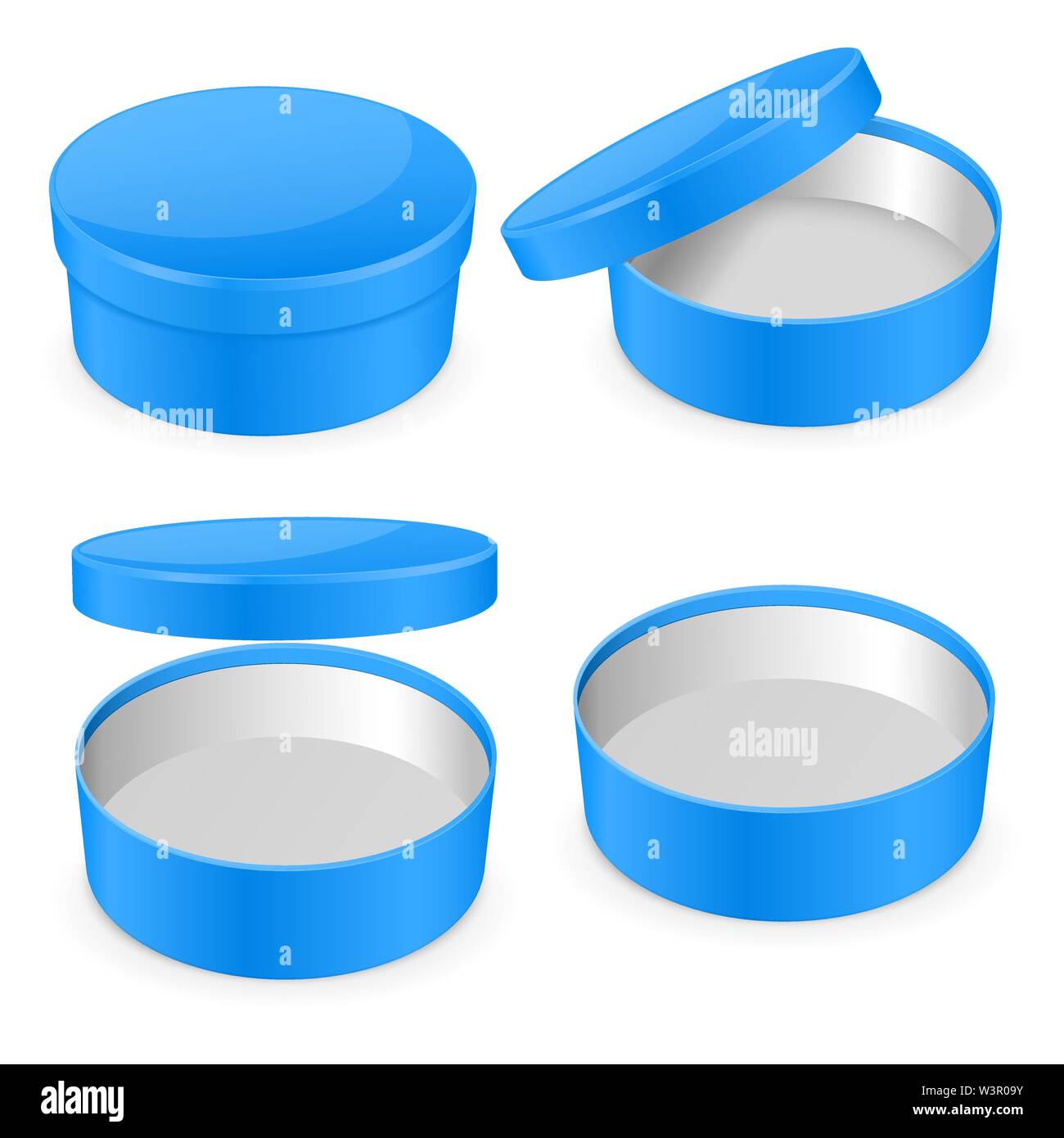 Round blue hat box. Open and closed empty carton Stock Vector Image ...