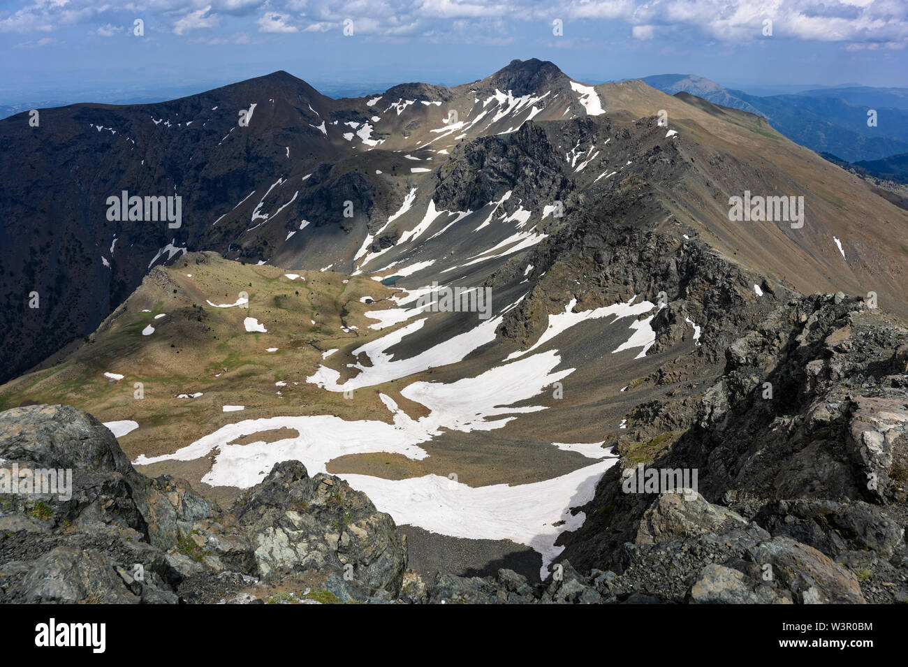 Mountain landscape of Pindus range in Greece. View from the summit of ...