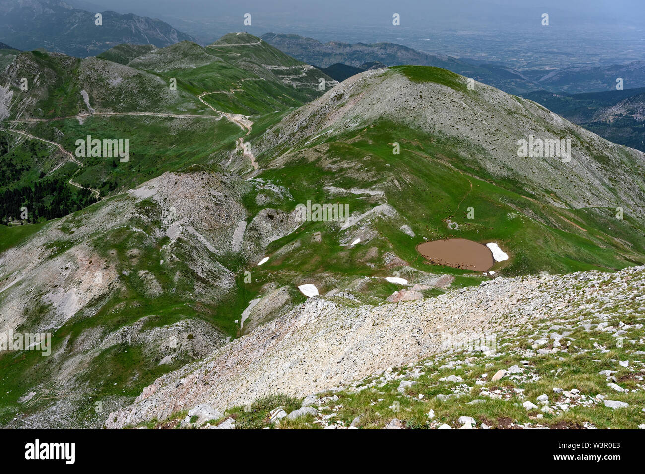 Mountain landscape with small lake on Agrafa Mountains in Thessaly ...