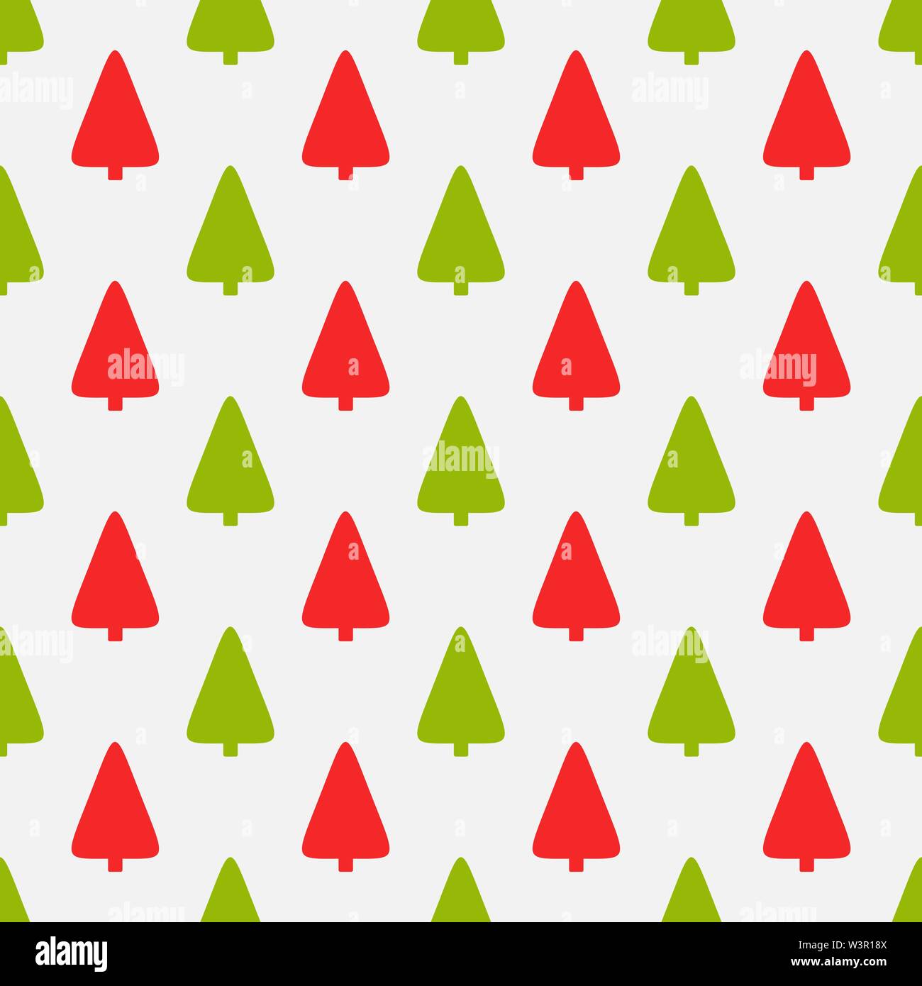 Red and green Christmas trees simple pattern. Vector illustration Stock ...