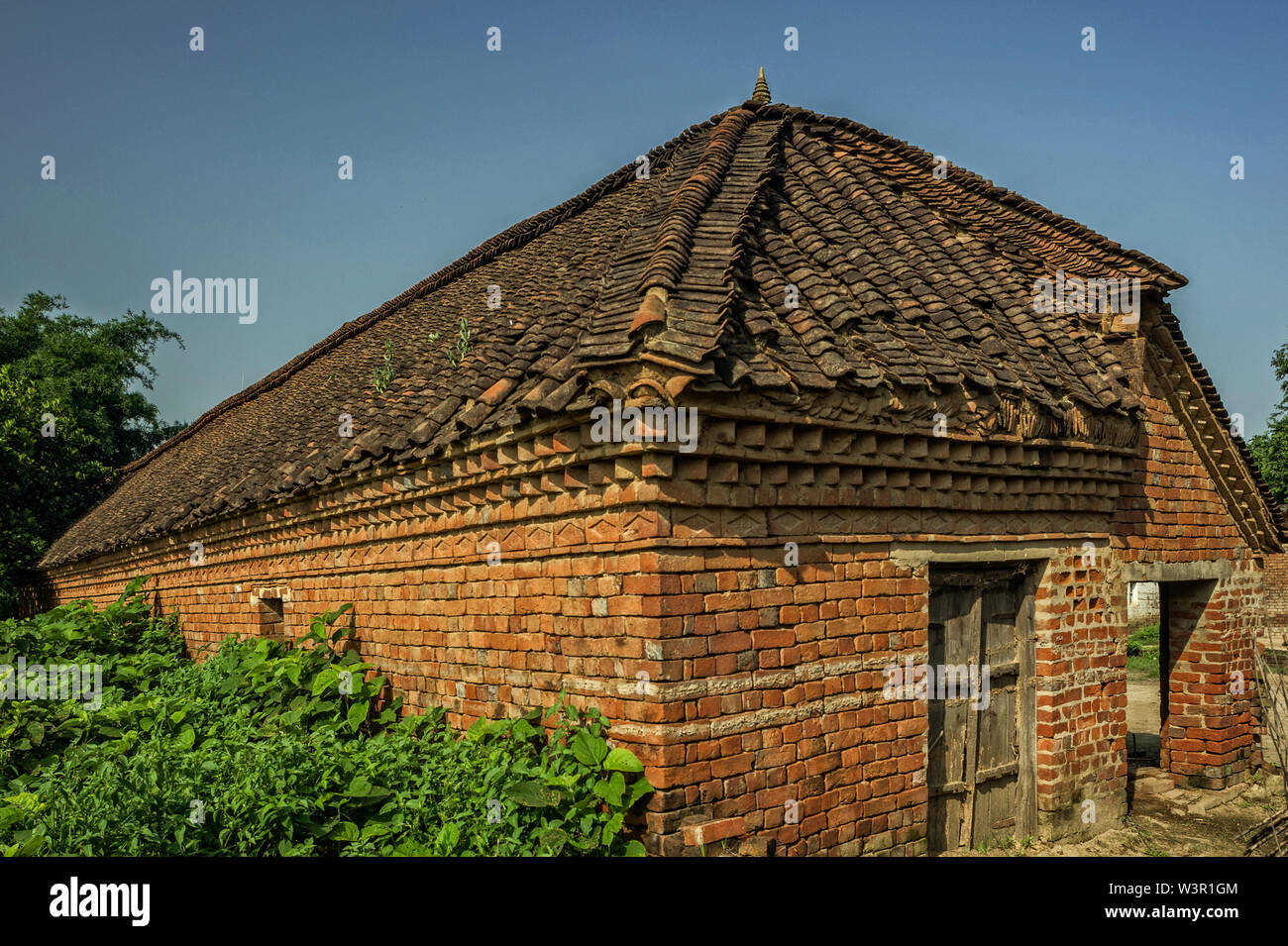 01-Sep-2008-clay roof tiles & brickwall farmers village house near ...
