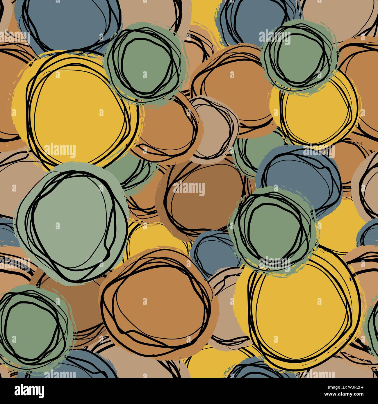 Seamless repeating background of colored circles and spirals Stock ...