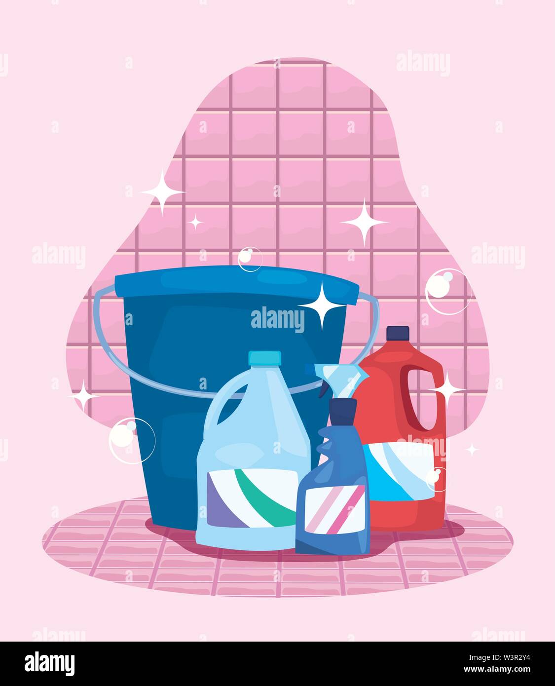 bucket disinfectant detergent cleaning products and supplies vector ...