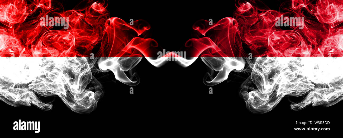 Indonesia vs Monaco, Monacan smoky mystic flags placed side by side ...