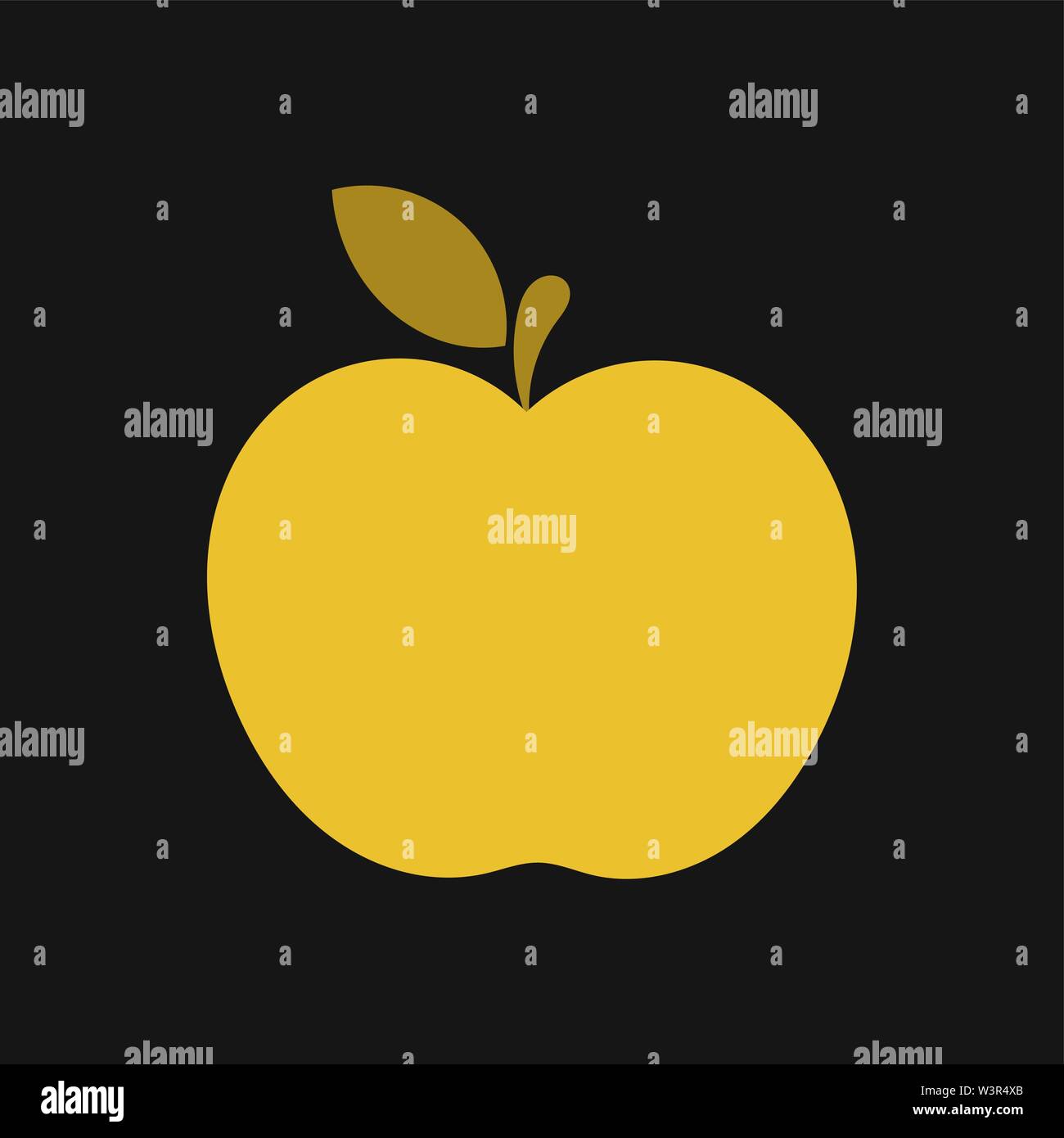 Gold apple icon on black background. Vector illustration Stock Vector ...