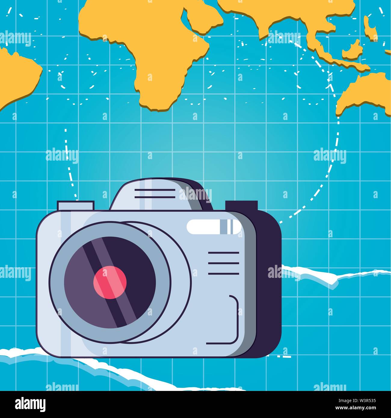 world planet earth maps with camera photographic vector illustration ...