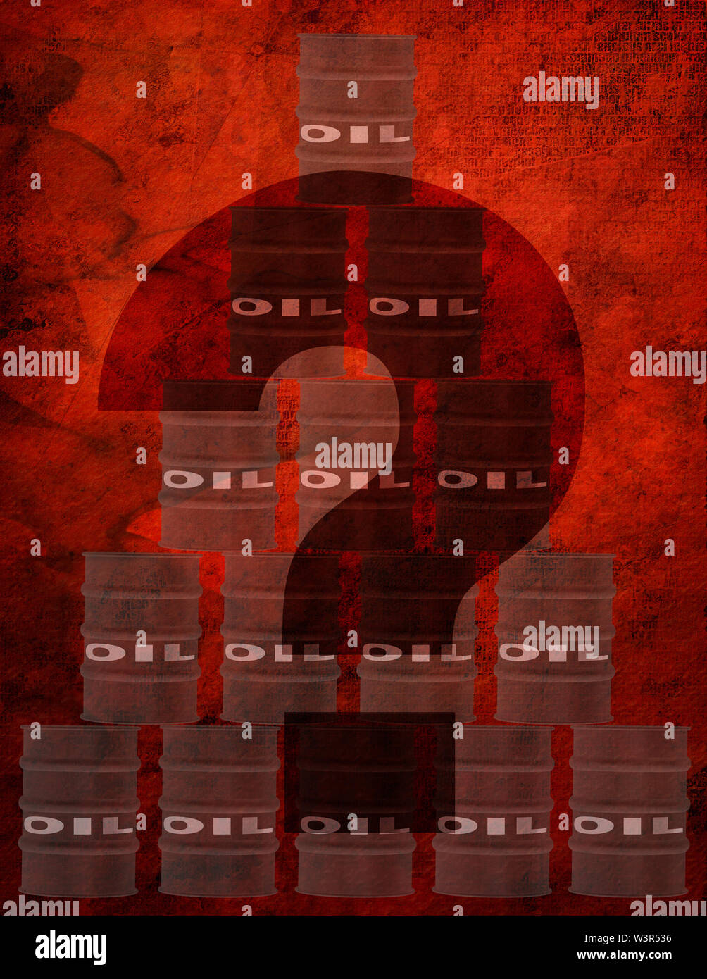 Barrels of oil. Question sign. 3D rendering Stock Photo - Alamy