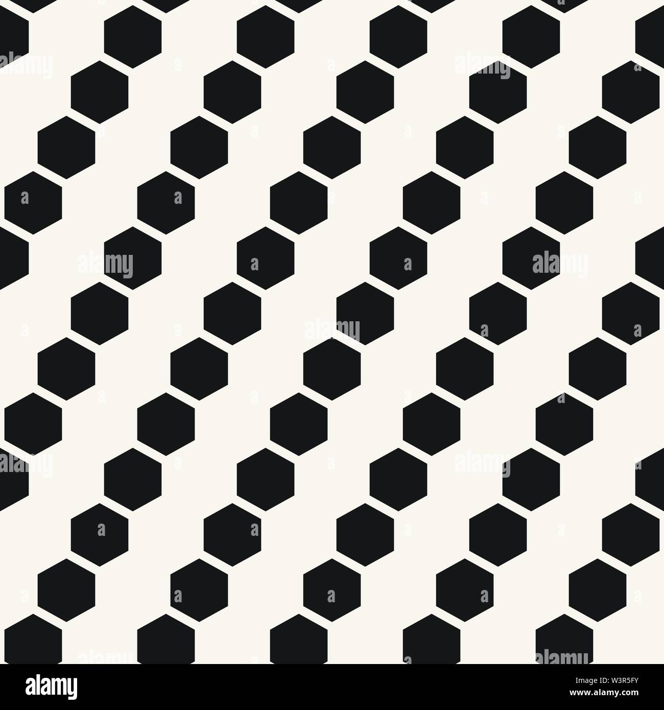 Vector Seamless Pattern Repeating Hexagon Shapes Abstract Background Black And White Geometric