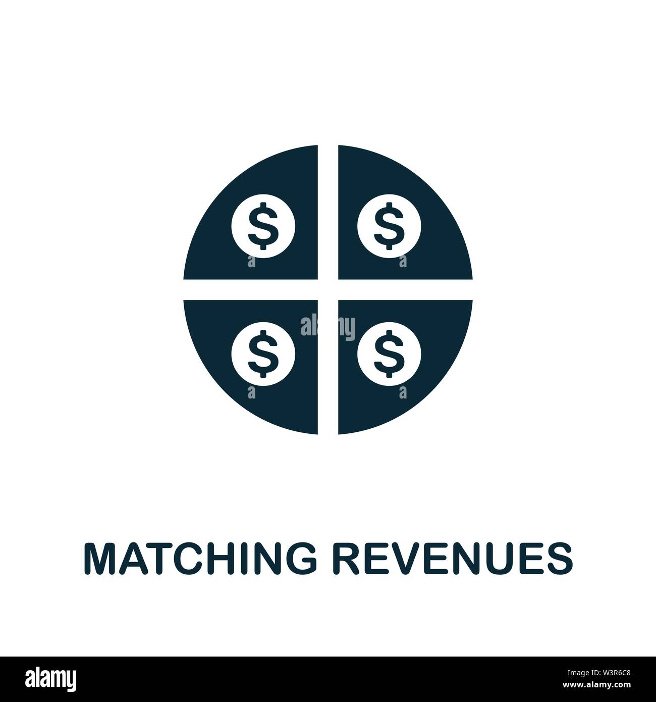 Matching Revenues vector icon symbol. Creative sign from investment ...