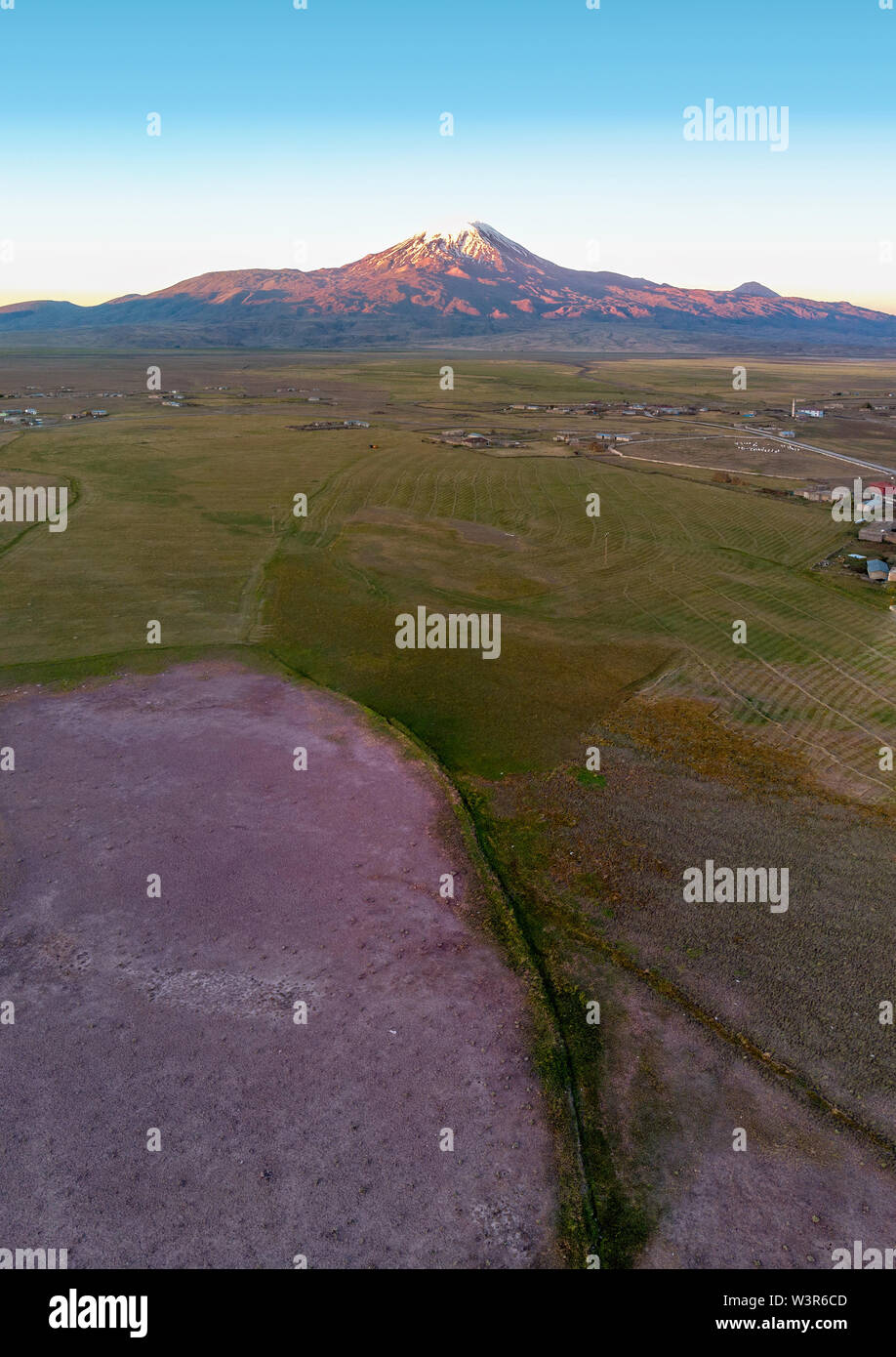 Aerial view of Mount Ararat, Agri Dagi. The highest mountain in Turkey ...