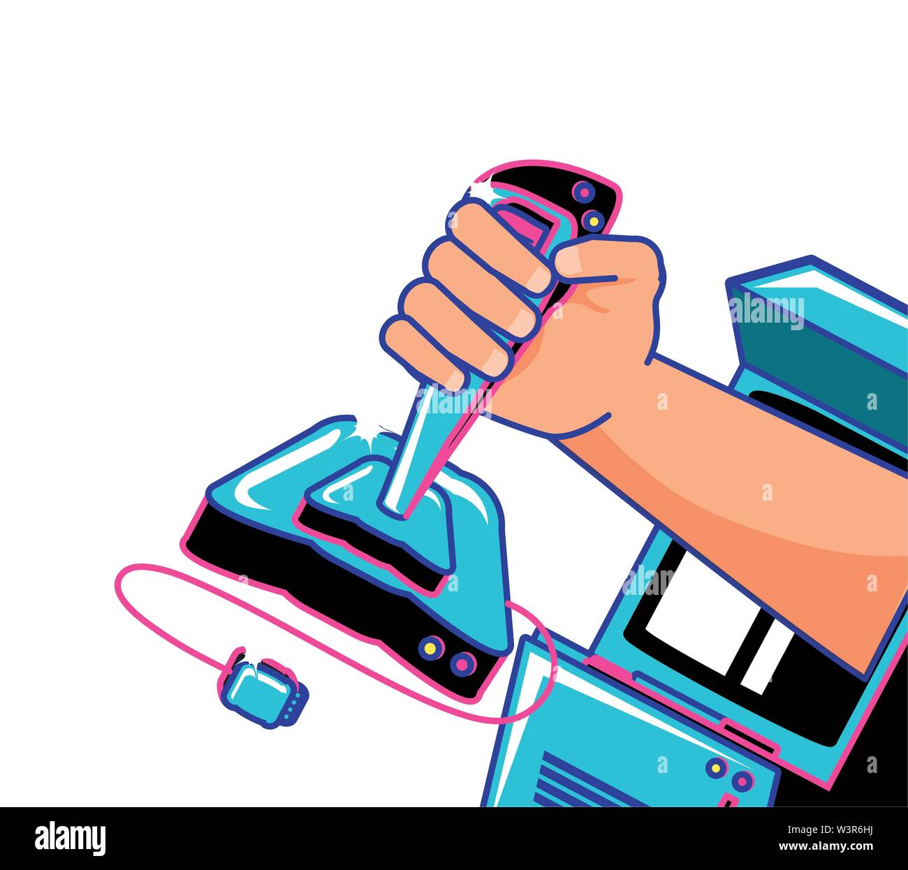 gamer hand using video game joystick control vector illustration design ...