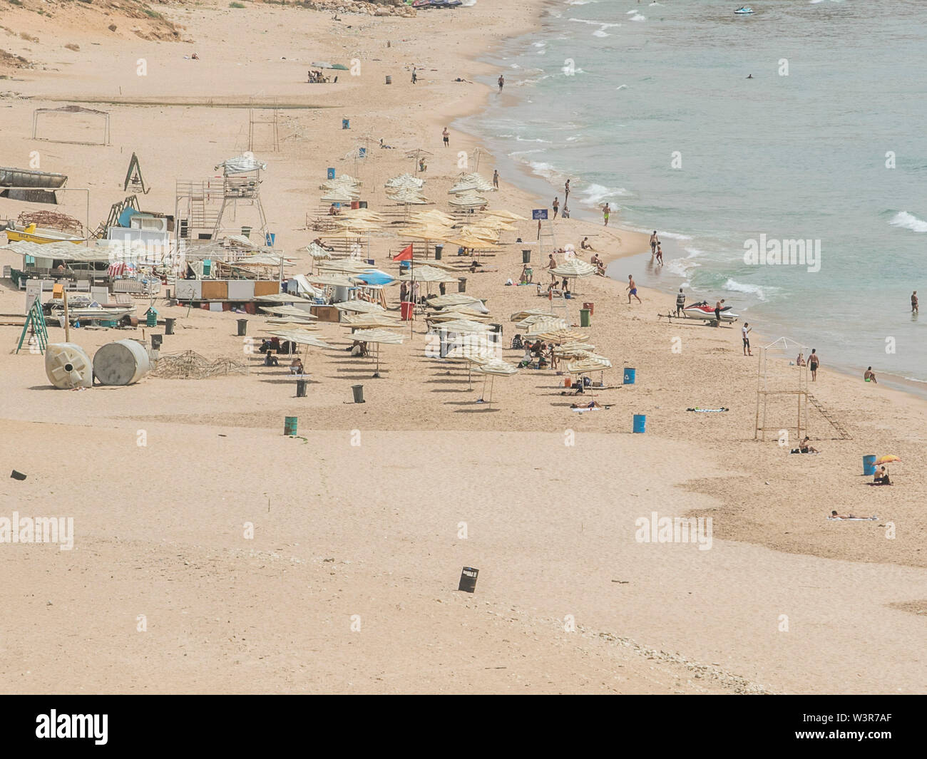 Beirut Lebanon. 17th July 2019. Beachgoers cool off at the beach on a ...