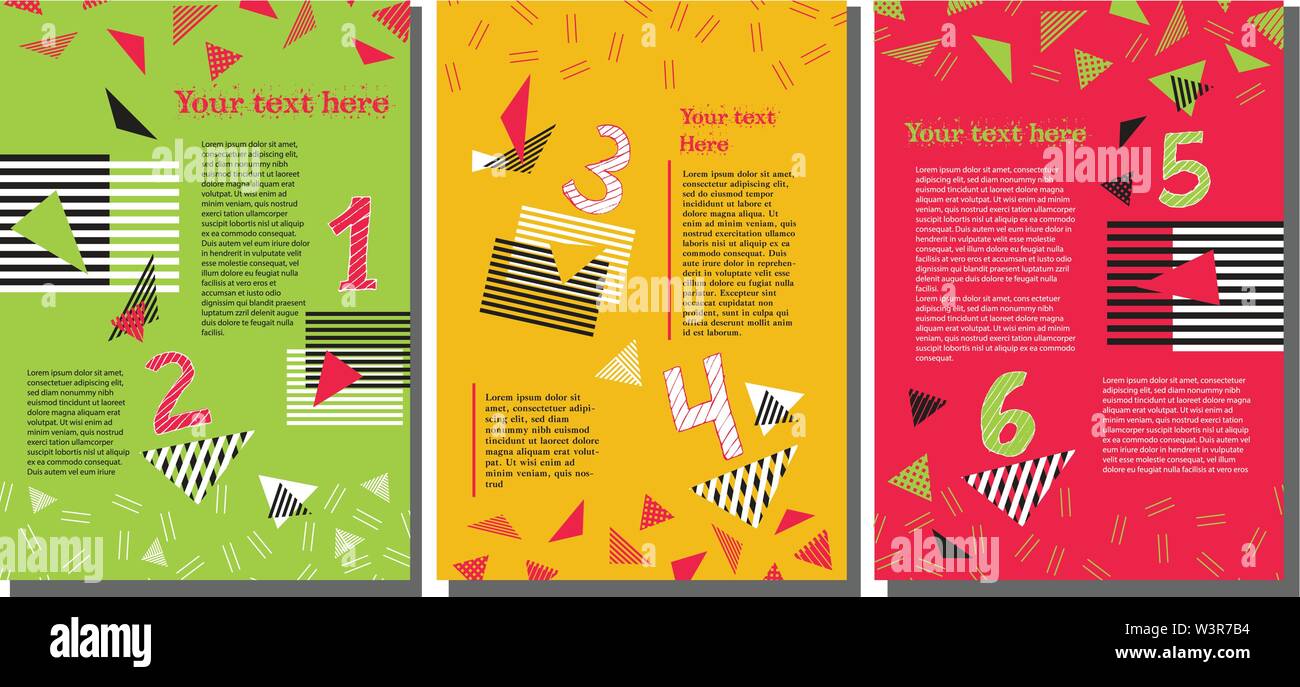 set of 3 colorful vector templates for text with numbers Stock Vector ...