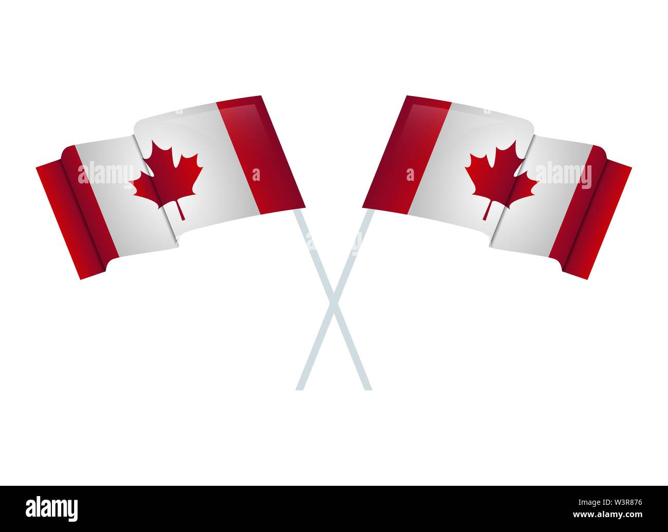 flags of canada patriotic in stick crossed vector illustration design ...