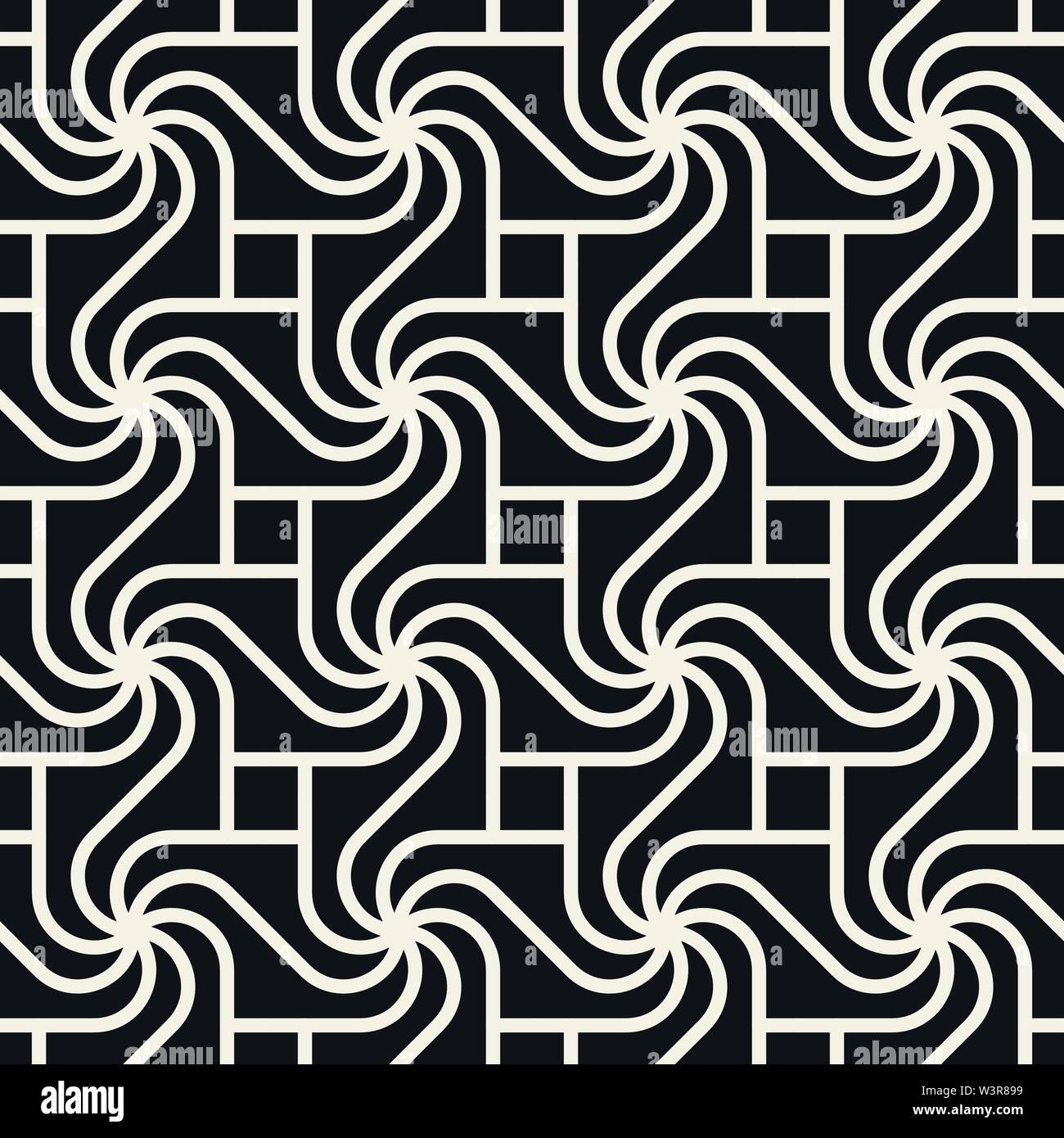 Vector seamless twisting lines pattern. Modern abstract texture ...