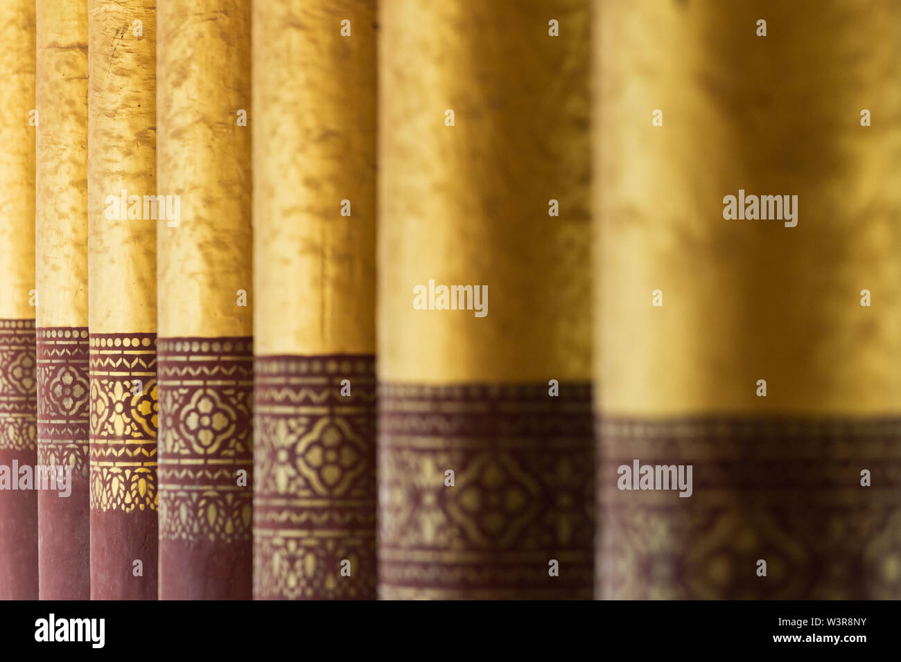 Closeup on gilded columns of Mandalay Royal palace, Myanmar Stock Photo ...