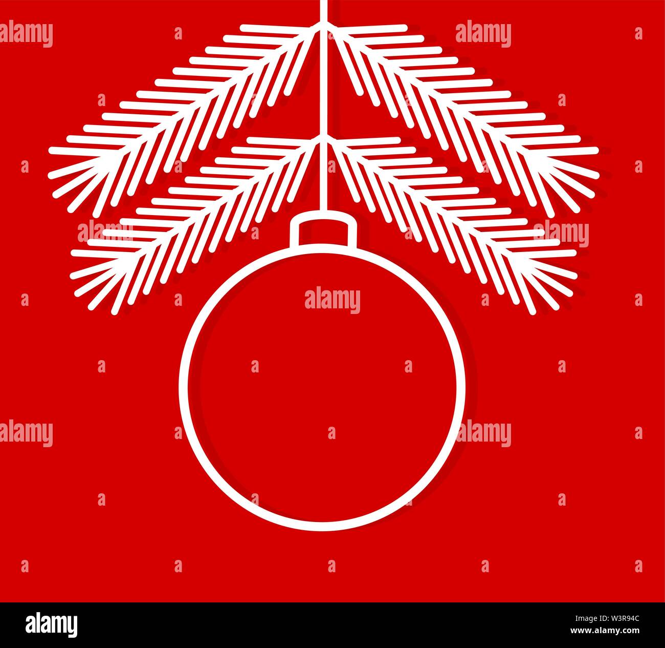 Christmas bauble hanging ornament shape with Christmas tree branches on ...