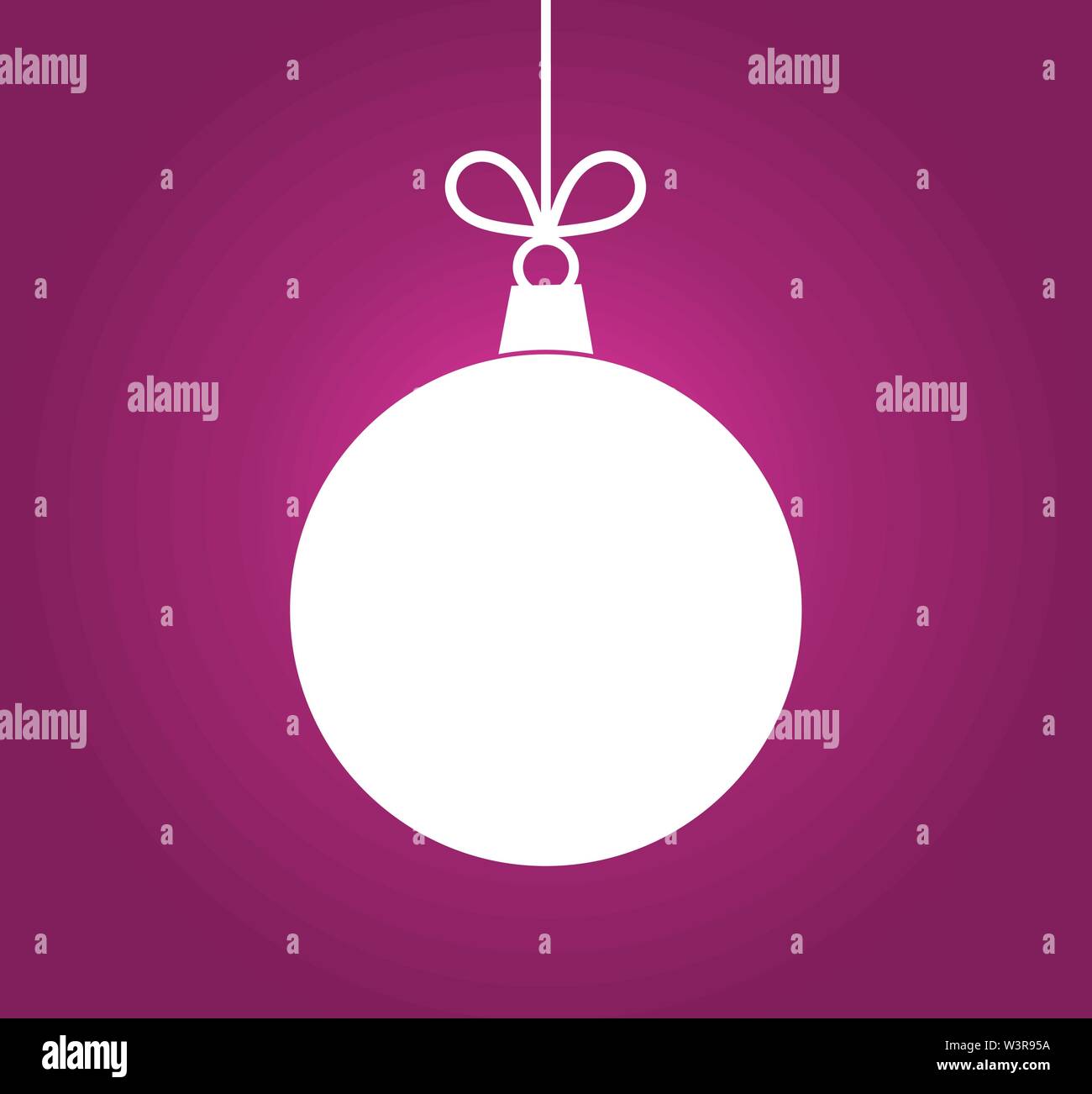 White ball ornament on purple background. Christmas illustration Stock ...