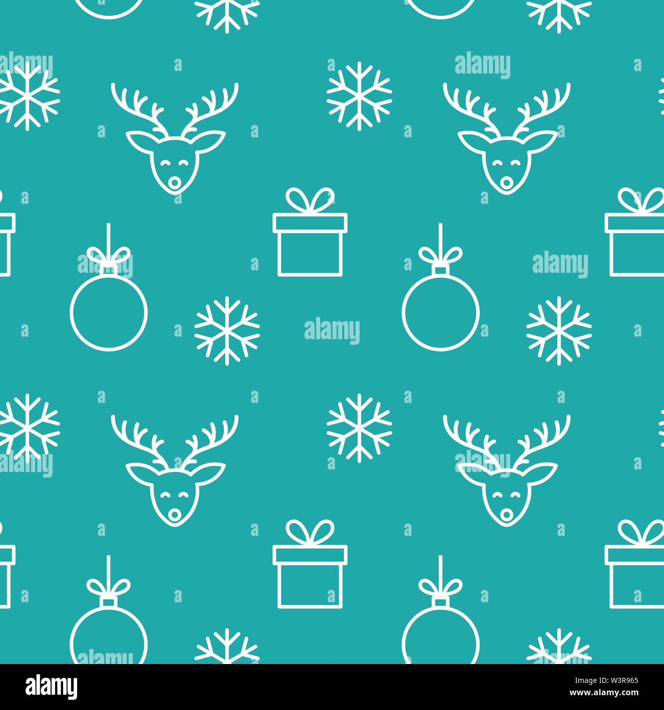 Christmas line symbols seamless blue pattern. Vector illustration Stock ...