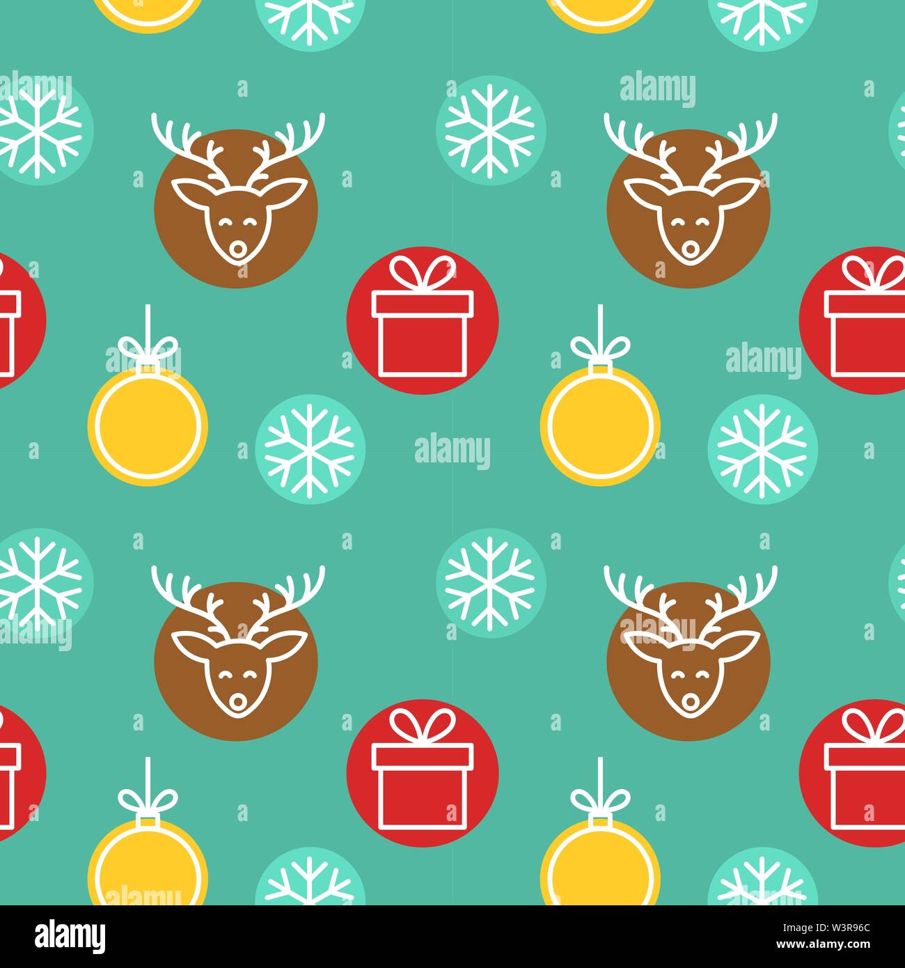 Christmas line symbols seamless colorful pattern. Vector illustration ...