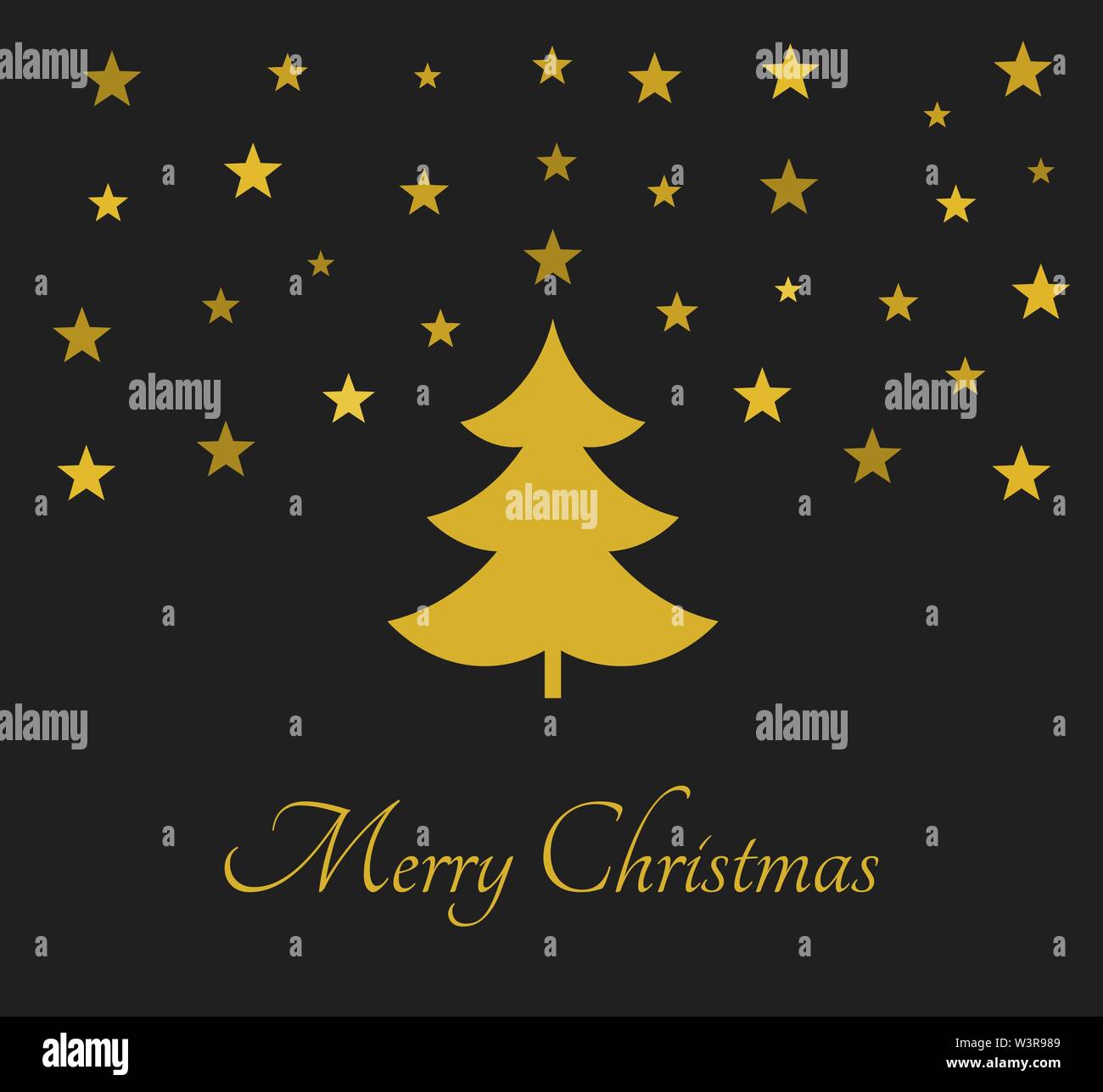 Black and gold Christmas tree card. Vector illustration Stock Vector ...
