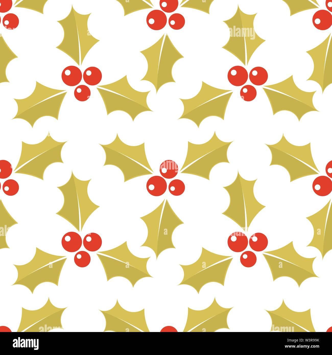 Christmas gold holly seamless pattern. Vector illustration Stock Vector ...