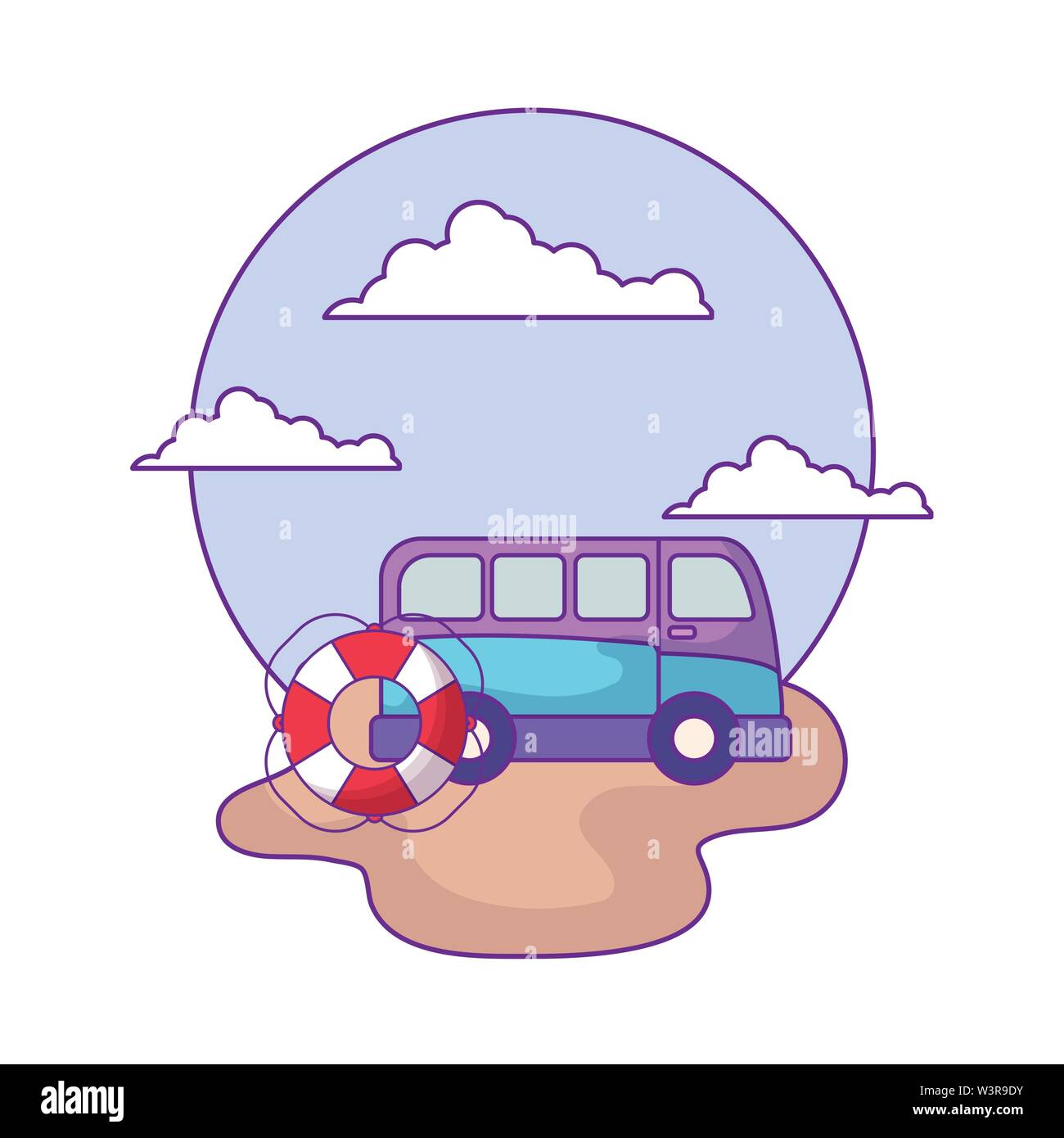 van vehicle with float protection in beach vector illustration design ...