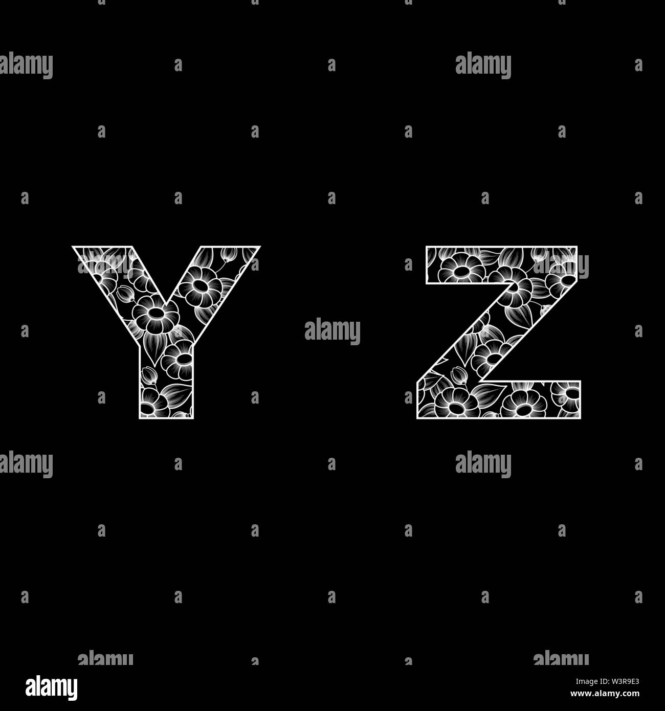 Flowers alphabet outline letters hi-res stock photography and images ...