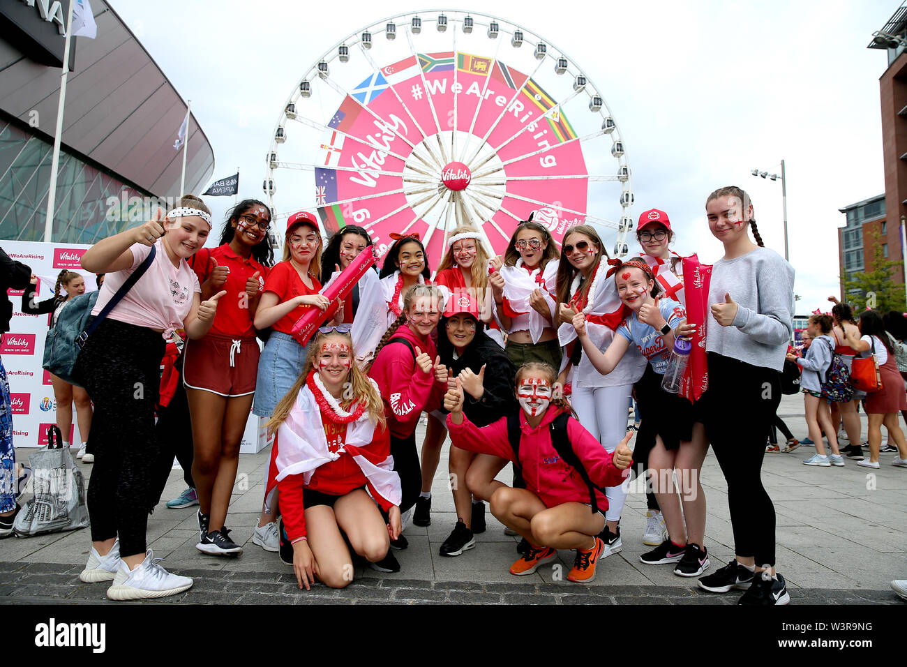 England fans outside the arena ahead of the netball World Cup match ...