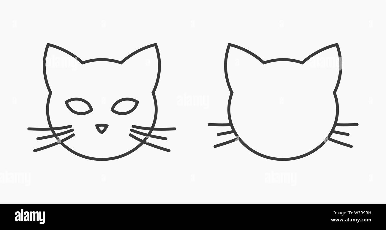 Cat head face line icons. Vector illustration Stock Vector Image & Art ...