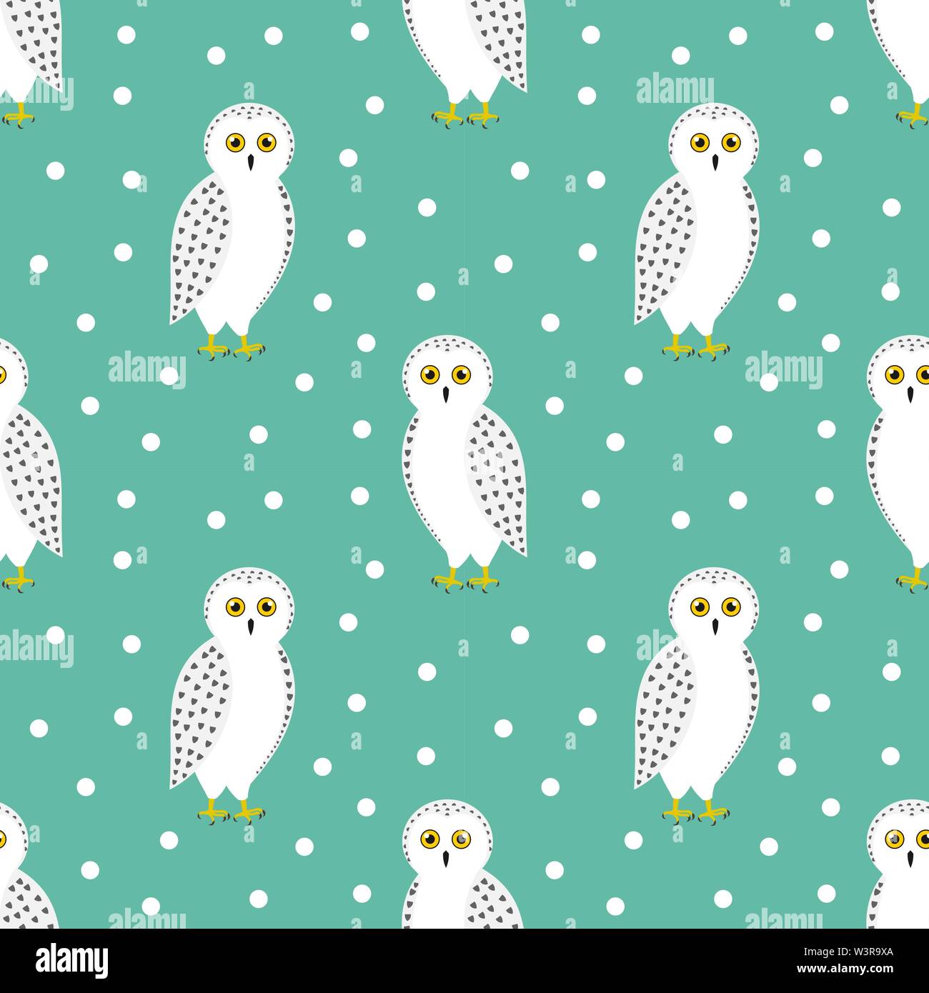 The snowy owl seamless winter pattern. Vector illustration Stock Vector ...